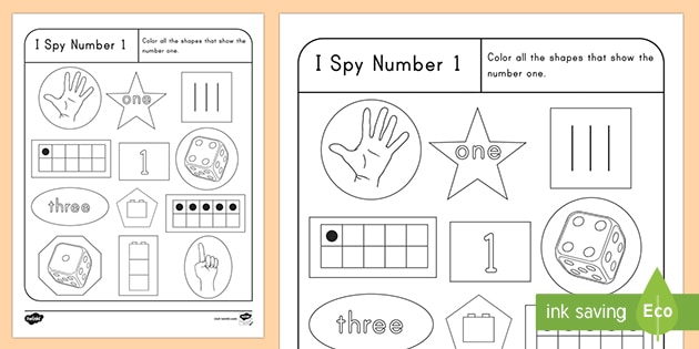 Number Sense I Spy Number 1 Activity