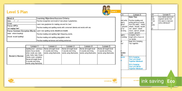 Level 5 Week 8 Plan (teacher made)