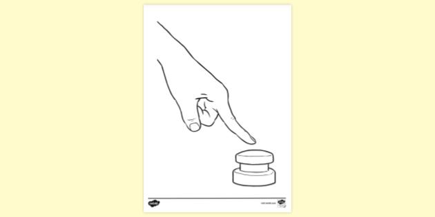 Finger Pressing a Buzzer Colouring Sheets | Colouring Pages