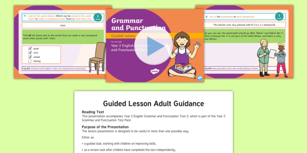 Year 2 Grammar and Punctuation Test 5 Guided PowerPoint