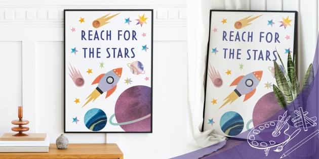 Reach for the Stars Space-Themed Inspirational Poster