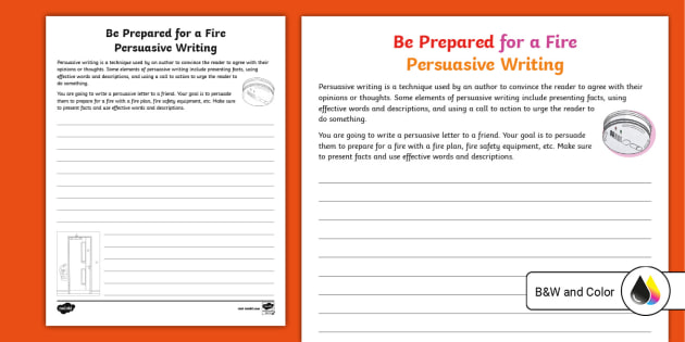 Be Prepared for a Fire Persuasive Writing Activity
