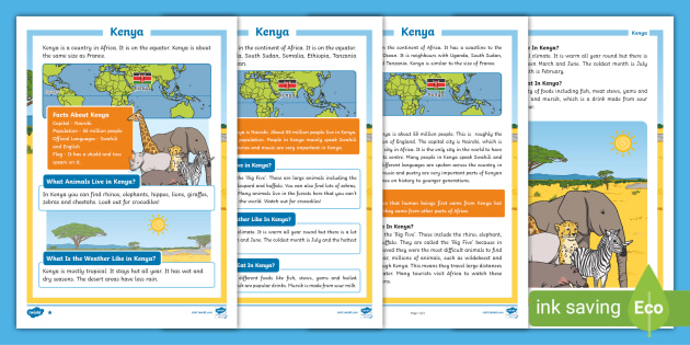 KS1 Kenya Differentiated Reading Comprehension Activity