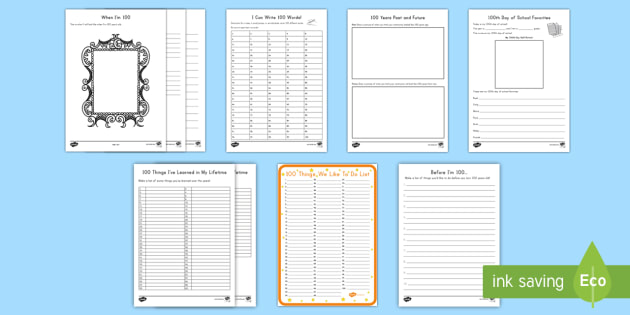 100th Day of School Writing Resource Pack (teacher made)