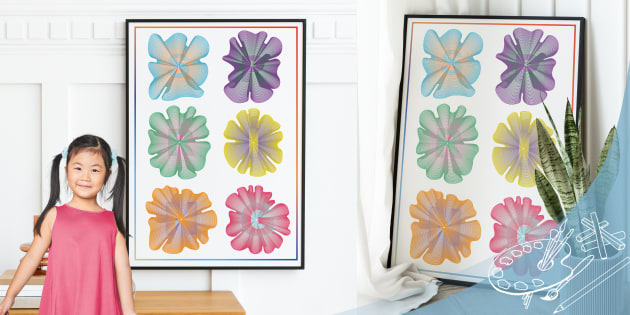 Spring 3D String Art Shapes Rainbow Colours Poster