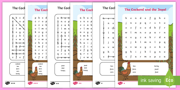 The Cockerel and the Jewel Word Search (teacher made)