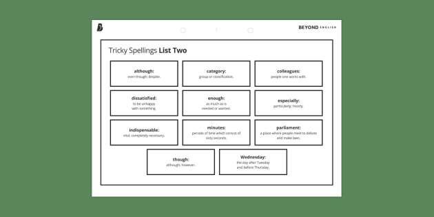 Tricky Spelling List Two Word Mat (teacher made)