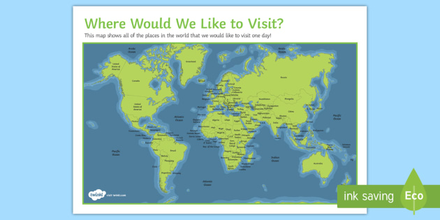 Where Would We Like to Visit? Map Activity Display Poster