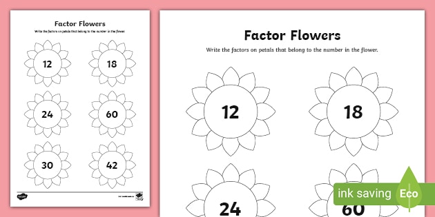 Factor Flowers Worksheet (teacher made)