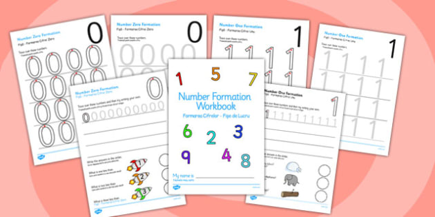 0-9 Number Formation Workbook Romanian Translation