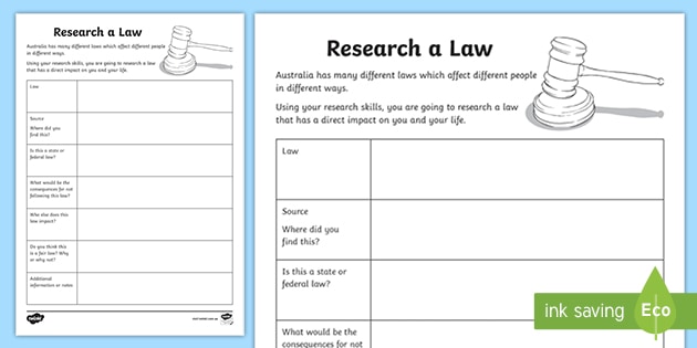 Research a Law Activity (Teacher-Made)