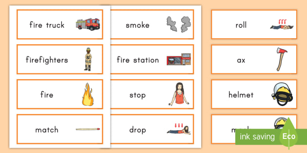 Fire Safety Word Cards - fire safety, fire safety word cards, fire safety