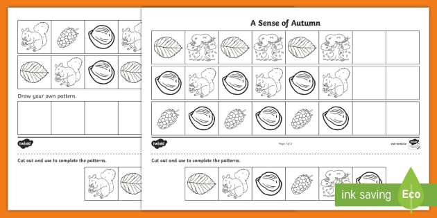 A Sense of Autumn Complete the Pattern Worksheet / Worksheet