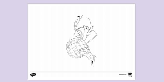 Kaiser Eats the World | KS1 Colouring Sheets | Twinkl