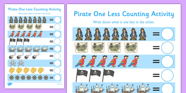 Pirate Themed One Less Counting Worksheet / Worksheet