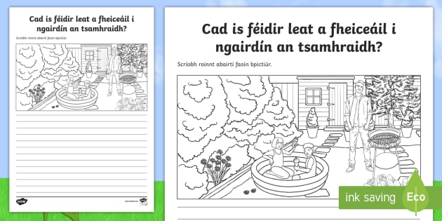 Summer Garden Writing Stimulus Picture Gaeilge
