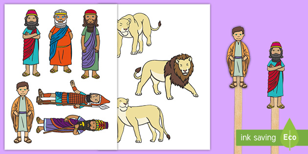Daniel and the Lion's Den Stick Puppets (teacher made)