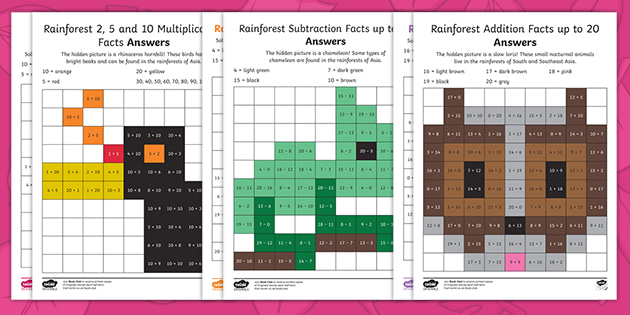 👉 KS1 Rainforest Animals Maths Mosaics Pack