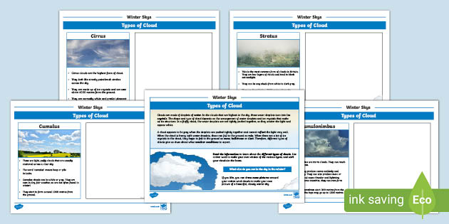 Winter Sky Clouds Worksheet (teacher made)