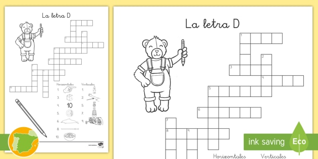 Crucigrama: La letra D | Lectoescritura (teacher made)