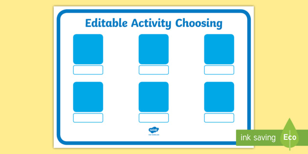Editable Activity Choosing Display Poster (teacher made)