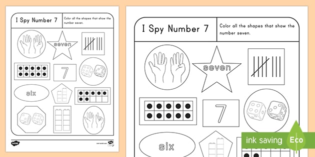 Number Sense I Spy Number 7 Activity