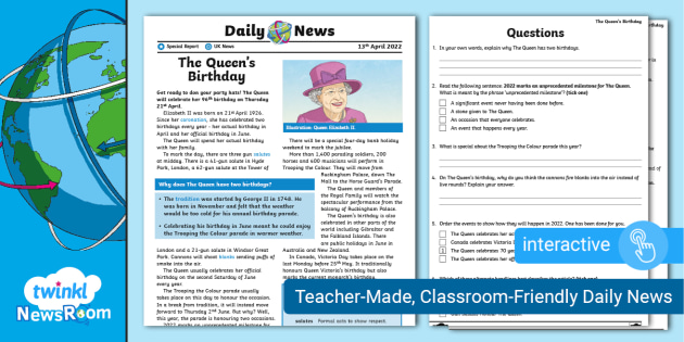 Daily NewsRoom Article - The Queen's Birthday 2022
