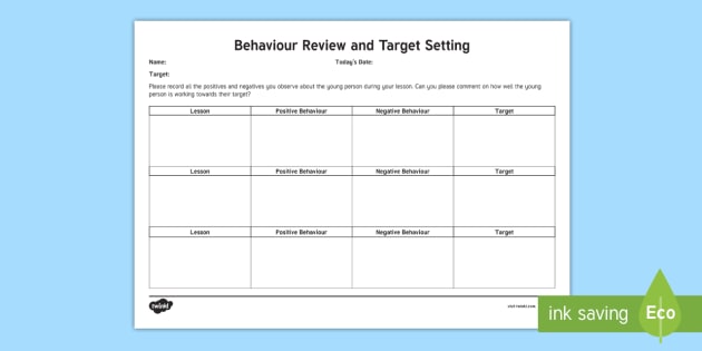 Behaviour Review and Target Setting Record (teacher made)