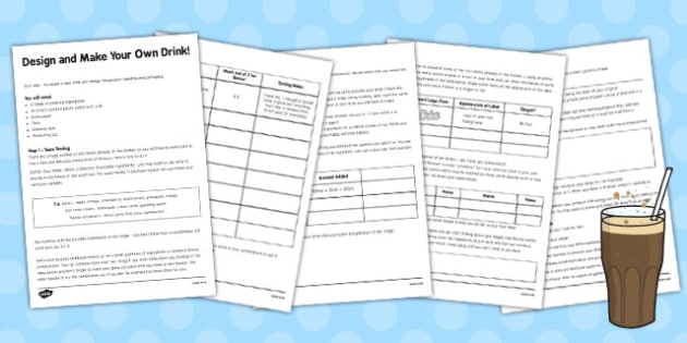 Design and Make Your Own Drink Home Learning Worksheet / Worksheet ...