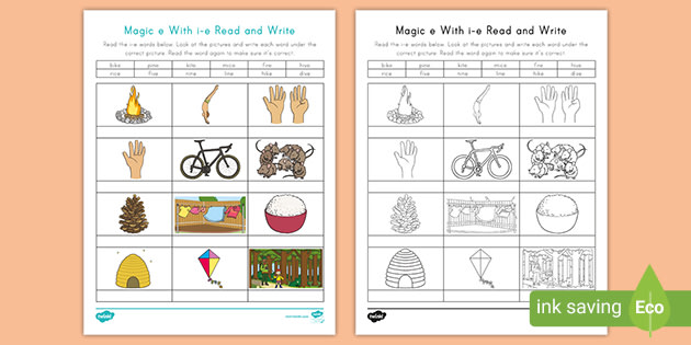 Magic e With i-e Read and Write Activity (teacher made)