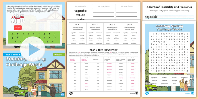 Year 5 Term 1B Week 6 Spelling Pack
