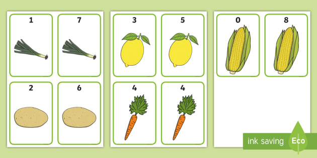 Number Bonds to 8 Matching Cards (Food)