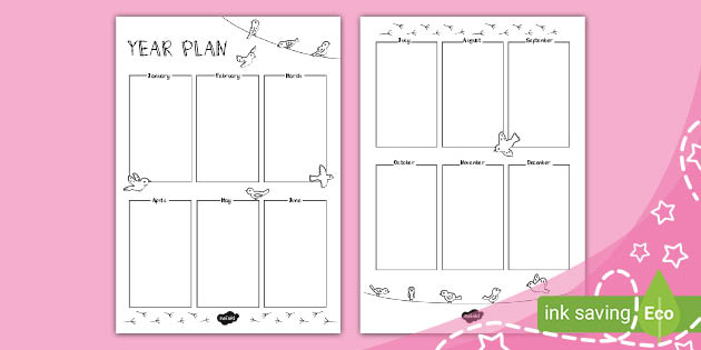 Animal-Themed Year Plan Bullet Journal Page