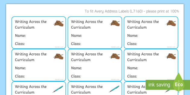 Writing Across the Curriculum Jotter Sticker Labels