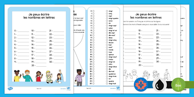 French Numbers Worksheet French Kindergarten Math Sheets: Numbers 1 20