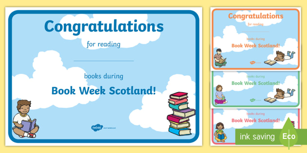 Book Week Scotland Certificates - Scottish Book Trust, Reading