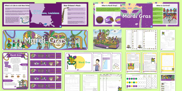 Mardi Gras Grades 3-5 Resource Pack - Mardi Gras, Fat Tuesday, Shrove