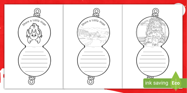 FREE! - Share a Little Hope: KS2 Bauble Postcard Template