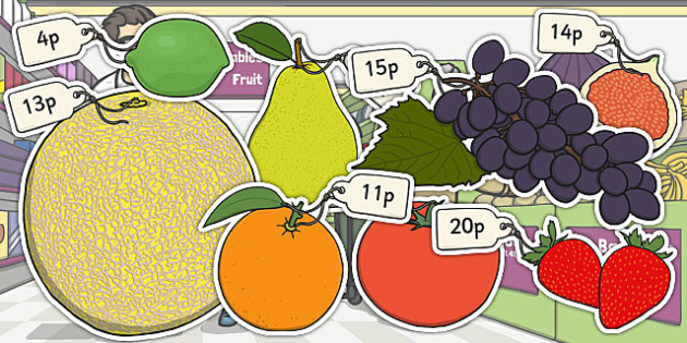 Priced Pieces of Fruit Mixed Up to 20p (teacher made)