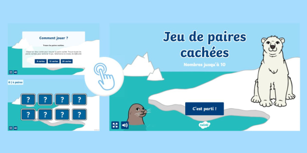 Jeu de paires cachées avec nombres jusqu'à 10