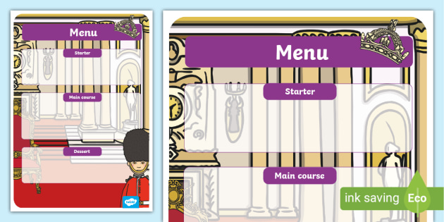 Royal-Themed Editable Menu - Twinkl - Role-Play - EYFS