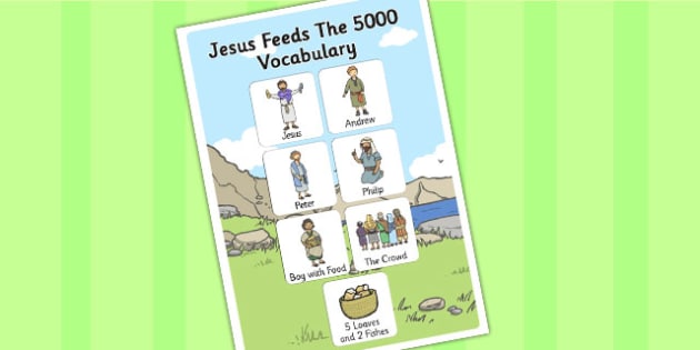 Jesus Feeds the 5000 Bible Story Vocabulary Poster - posters