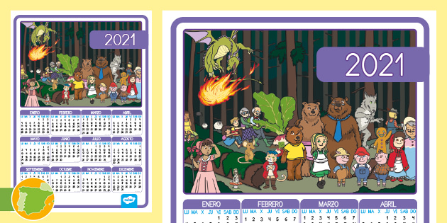 Póster: Calendario del 2021 - Cuentos de hadas