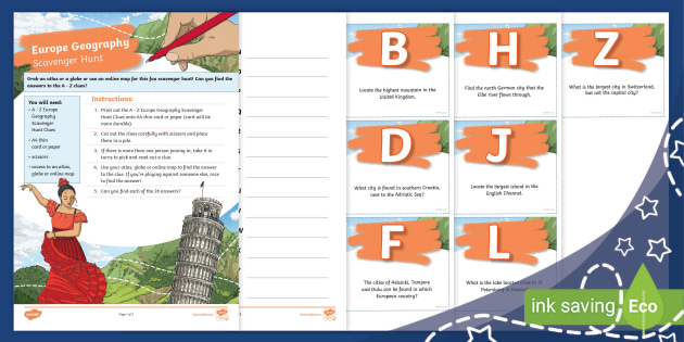 Geography Scavenger Hunt Worksheet