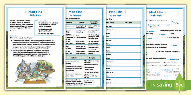 Mad Libs: At the Park (teacher made)