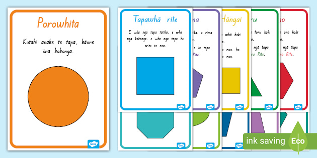2D shapes meanings in Te Reo Māori. (teacher made)