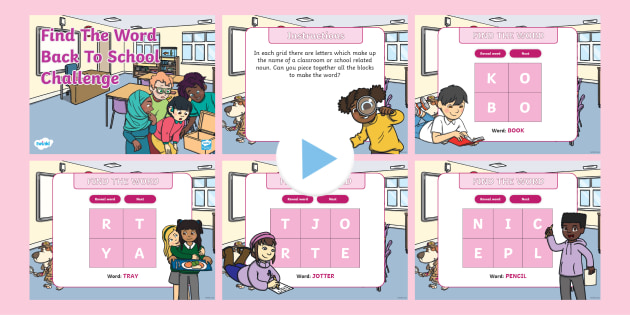 Back to School Word Puzzle - Fun PowerPoint Game for Kids