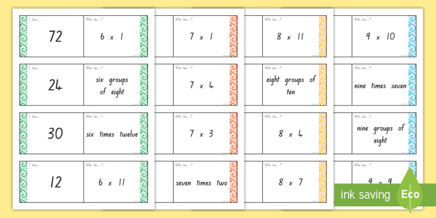 6, 7, 8 and 9 Times Tables Loop Cards - multiplication, times