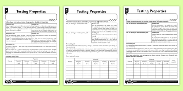 Differentiated Testing Properties Worksheet / Worksheet