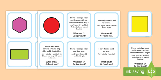 2D Shape Matching Cards English/Romanian (teacher made)